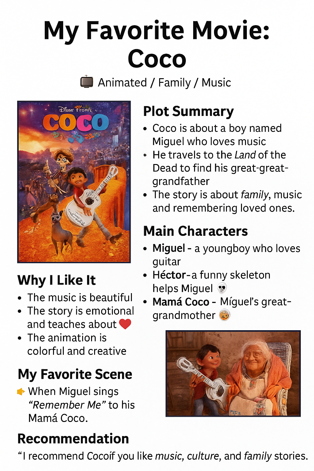 Project: My favorite Movie or TV show (PDF) – ESLnote